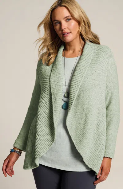 Shop Jjill J.jill Pure Jill Curved-hem Cabled Cardi In Soft Pear Heather
